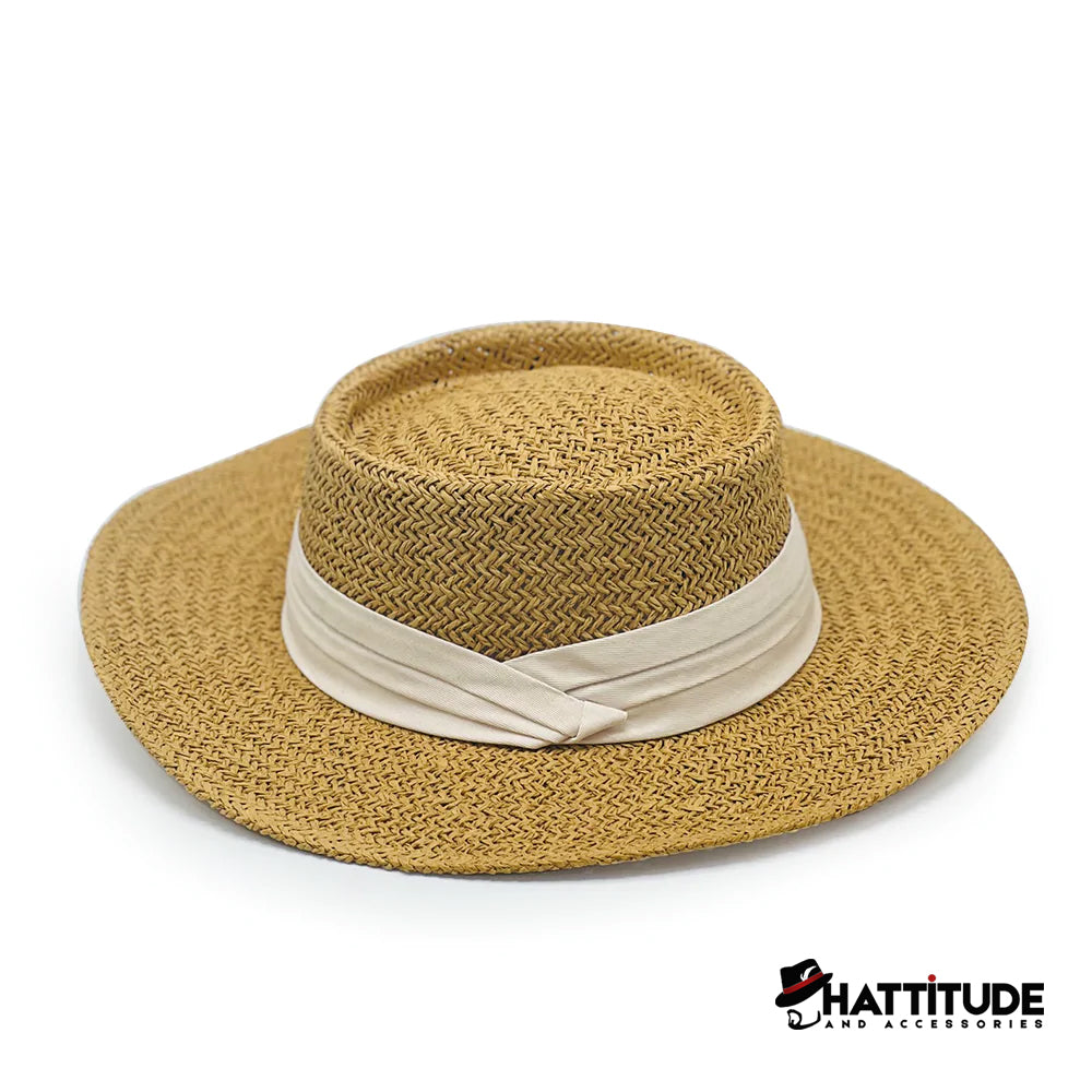 Hand Woven Straw - White Band | Hattitude